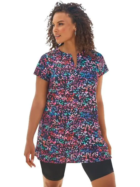 SWIM 365 Longer Length Short-sleeve Swim Tunic - Party Multi