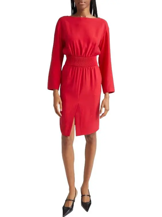 Emporio Armani Long Sleeve Techno Cady Dress - Solid Medium Red