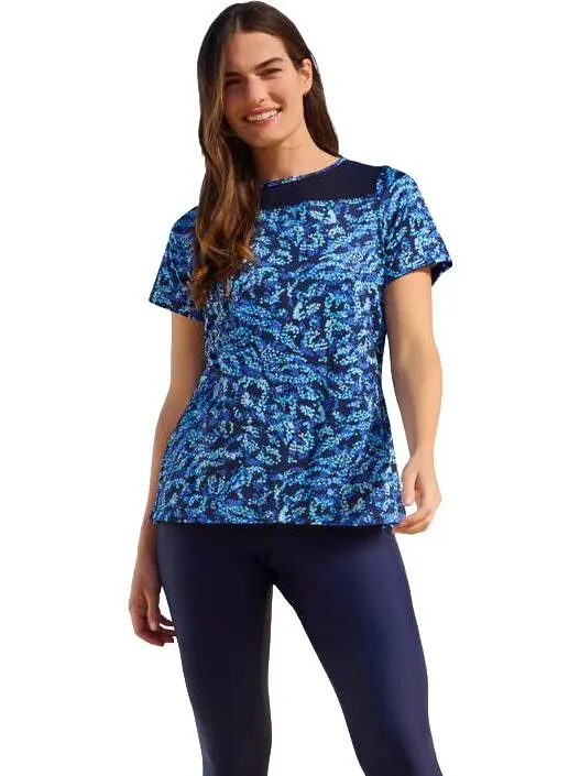 SWIM 365 Mesh Yoke Swim Tee - Royal Oasis Animal