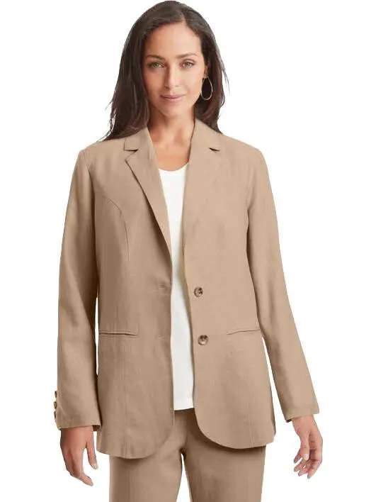 JESSICA LONDON Linen Blazer - New Khaki
