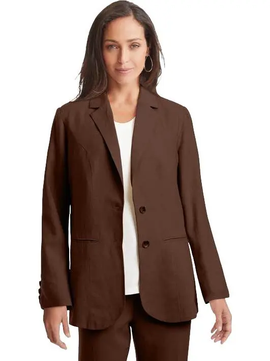 JESSICA LONDON Linen Blazer - Rich Brown