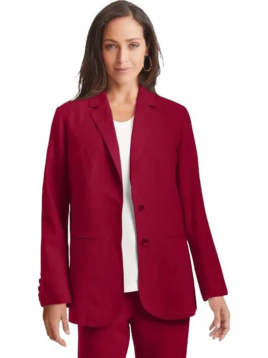 JESSICA LONDON Linen Blazer - Rich Burgundy