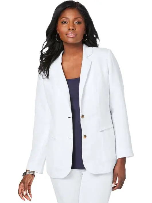 JESSICA LONDON Linen Blazer - White