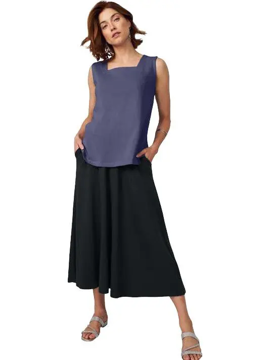 JESSICA LONDON Stretch Cotton Square Neck Tank - Deep Dusk