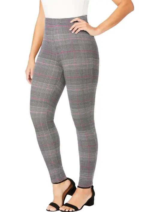JESSICA LONDON Everyday Stretch Cotton Legging - Black Plaid