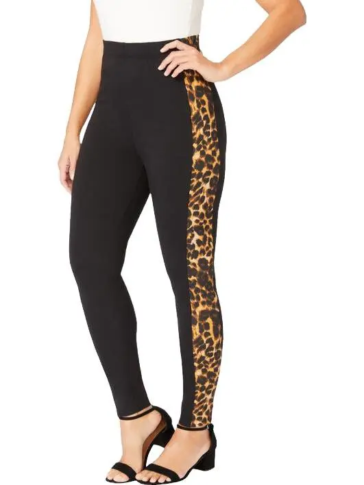 JESSICA LONDON Everyday Stretch Cotton Legging - Brown Painterly Cheetah