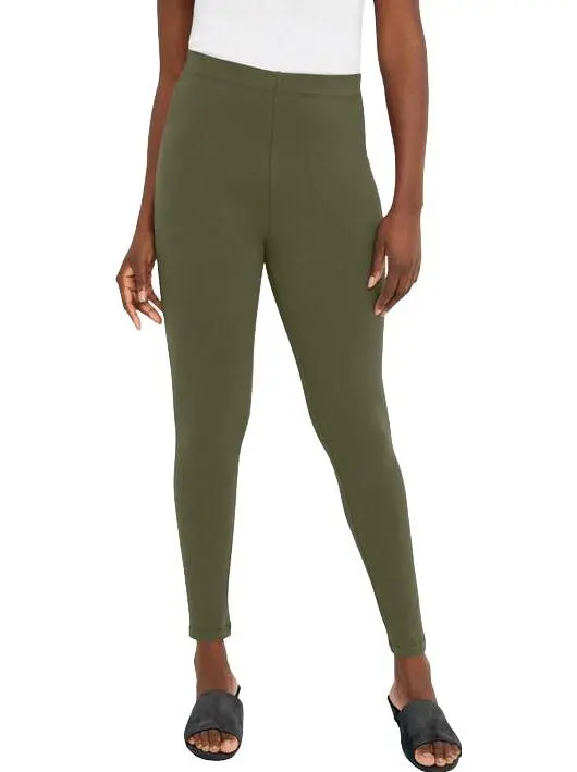 JESSICA LONDON Everyday Stretch Cotton Legging - Dark Olive Green