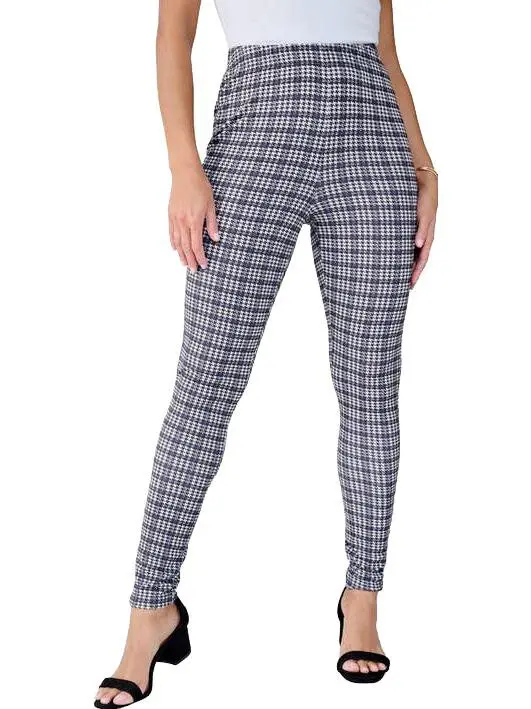 JESSICA LONDON Everyday Stretch Cotton Legging - Dusk Grid Houndstooth