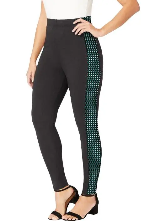 JESSICA LONDON Everyday Stretch Cotton Legging - Green Diamond Geo