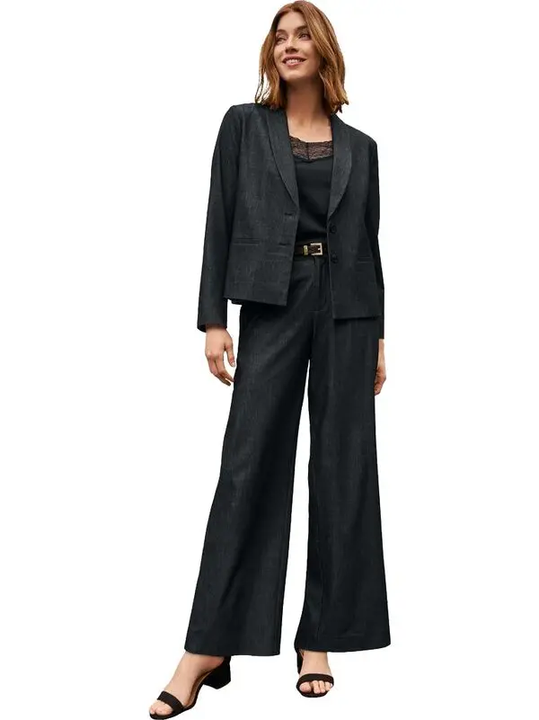 JESSICA LONDON Slubbed Denim Blazer - Black