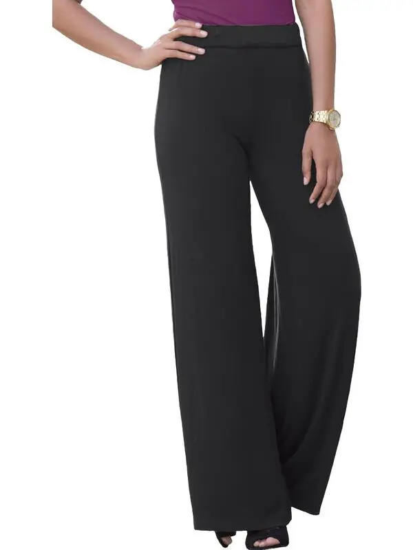 JESSICA LONDON Stretch Knit Wide Leg Pant - Black