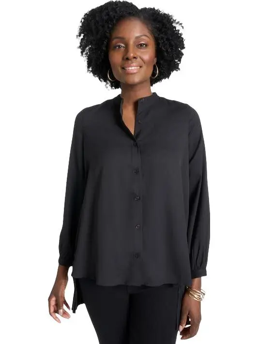 JESSICA LONDON Pleated Back Georgette Tunic - Black