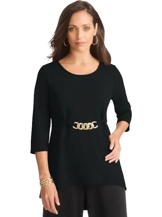 JESSICA LONDON High-low Buckle Tunic - Black