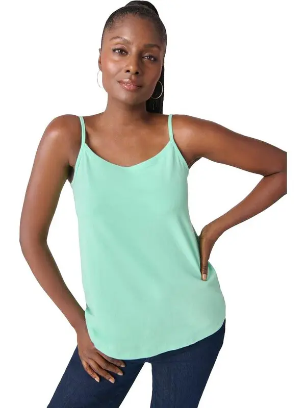 JESSICA LONDON Stretch Cotton Cami - Pale Seafoam