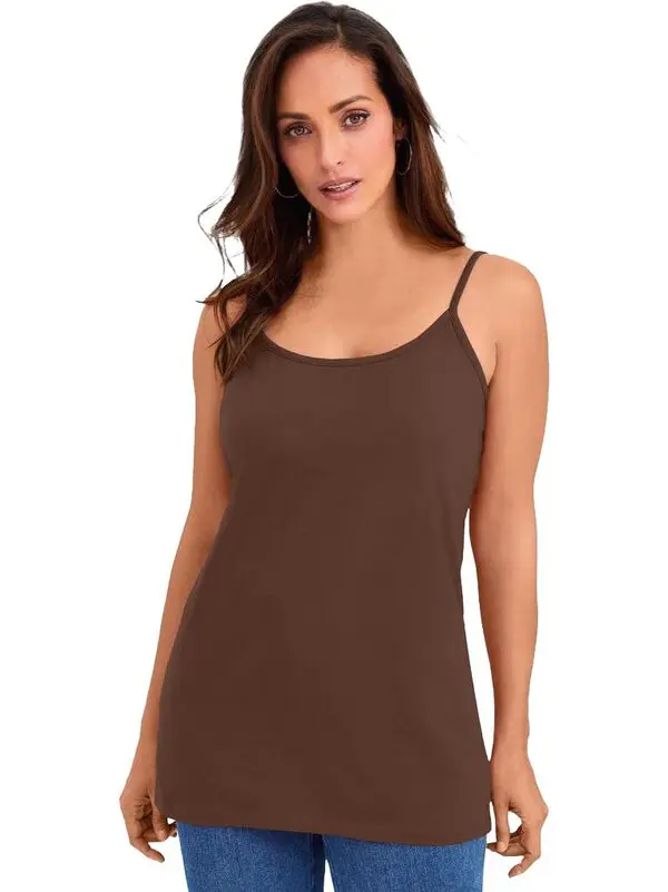 JESSICA LONDON Stretch Cotton Cami - Rich Brown