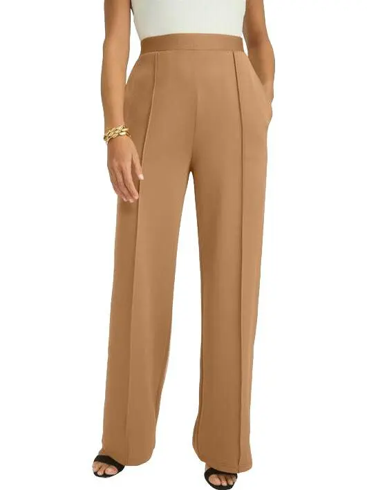 JESSICA LONDON Perfectease Wide Leg Pant - Brown Maple