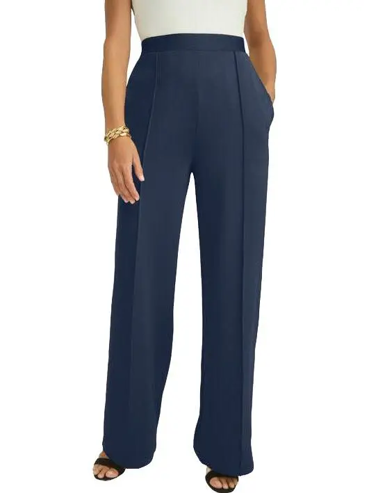 JESSICA LONDON Perfectease Wide Leg Pant - Navy
