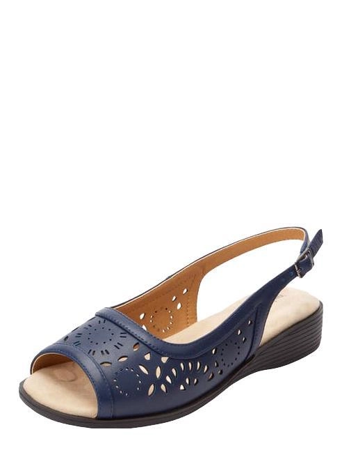 COMFORTVIEW Mary Leather-like Slingback Sandals - Navy