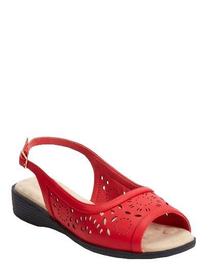 COMFORTVIEW Mary Leather-like Slingback Sandals - Red