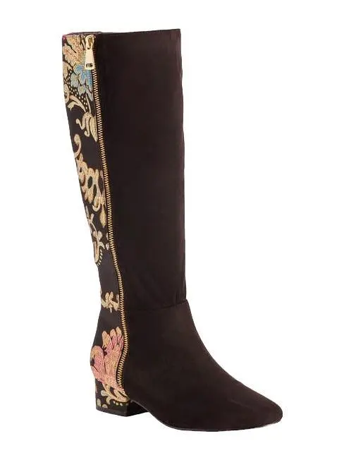 COMFORTVIEW Tall Wide Calf Boots - Floral Metallic
