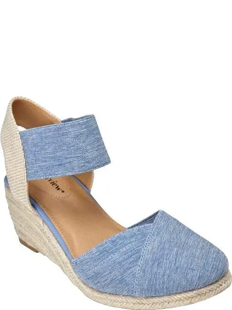 COMFORTVIEW Espadrille With Jute-wrapped Wedge - Denim