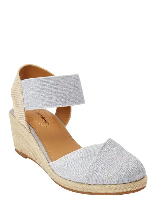 COMFORTVIEW Espadrille With Jute-wrapped Wedge - White Metallic