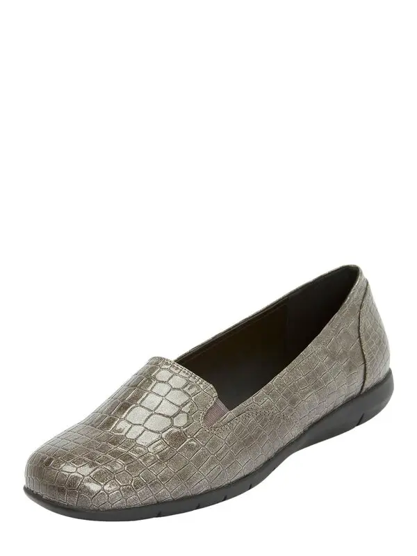 COMFORTVIEW Leisa Slip-on Flat With Croc-effect Patent Leather - Grey