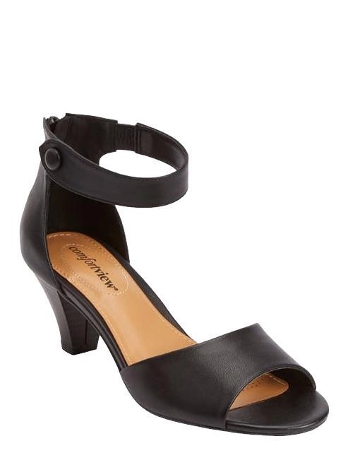 COMFORTVIEW Fallon Ankle Strap Sandal - Black