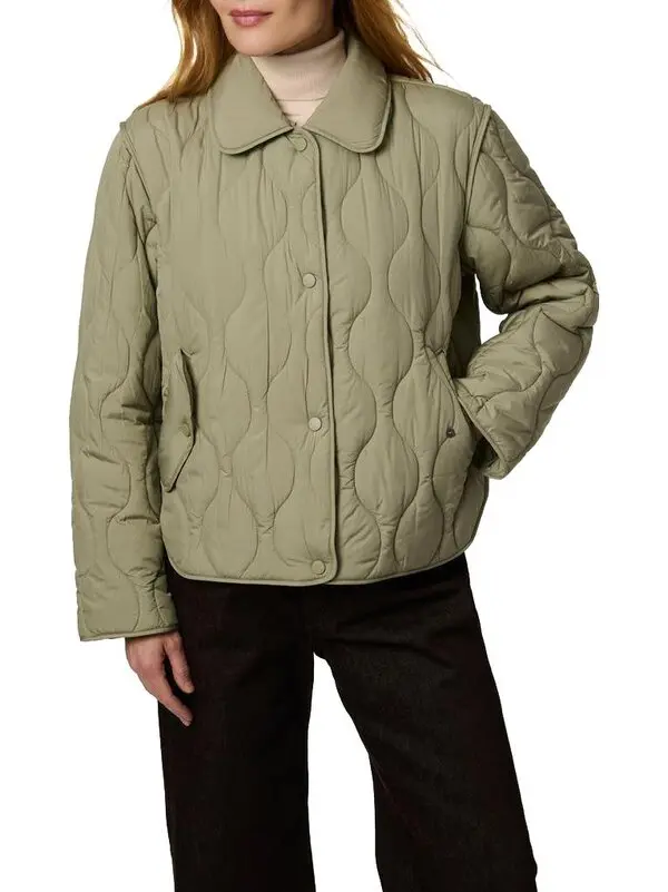 Bernardo Quilted Shirttail Hem Jacket - Sage