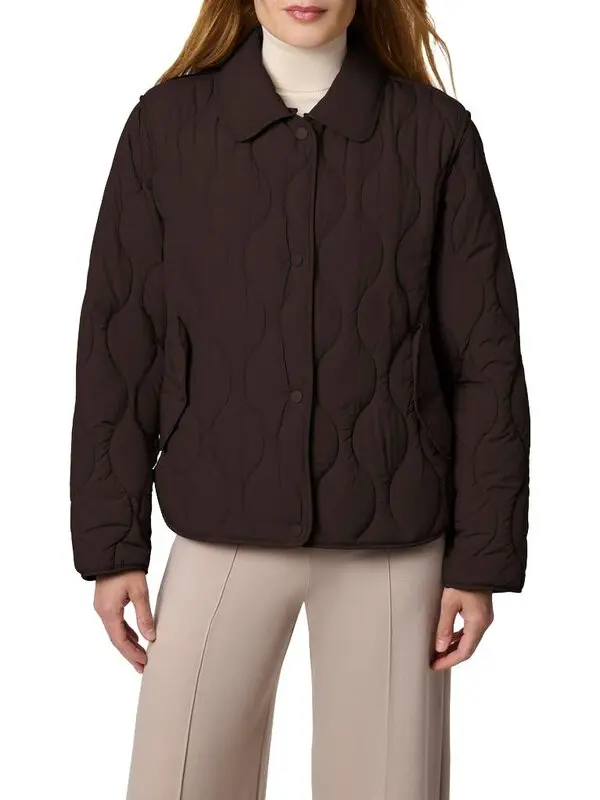 Bernardo Quilted Shirttail Hem Jacket - Seal Brown