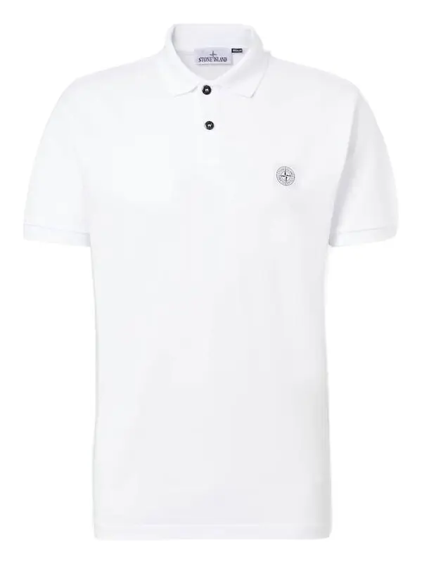 Stone Island Compass Cotton Pique Polo Shirt - White