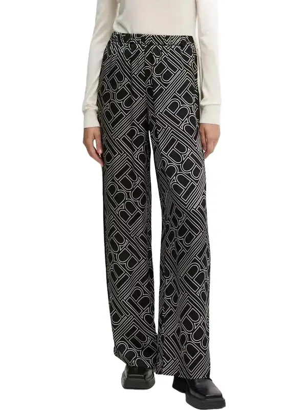 BRUUNS BAZAAR Logo-pattern Trousers - Black