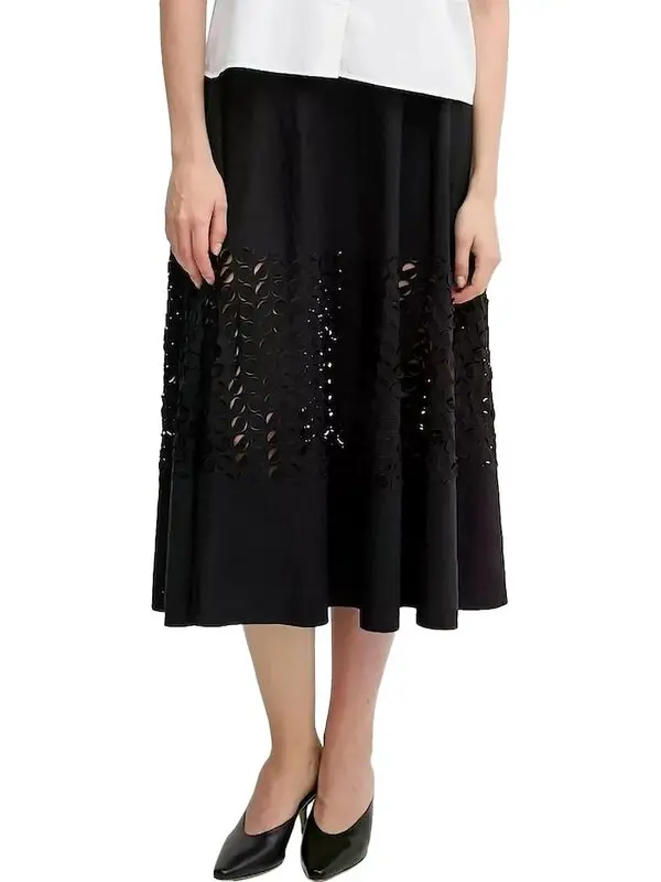 SANDRO FERRONE Cut-out Flared Midi Skirt - Black