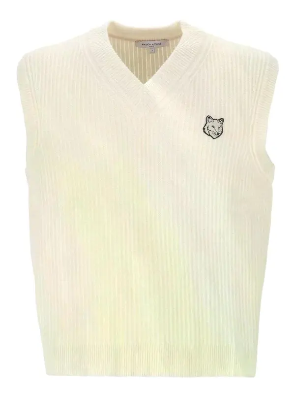 Maison Kitsuné Ribbed Sleeveless Vest - White