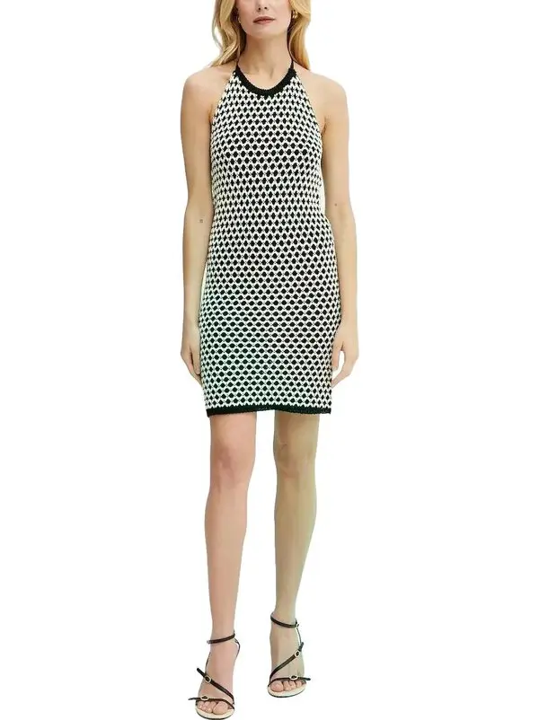 SIMONA CORSELLINI Geometric-pattern Halter-neck Dress - Black