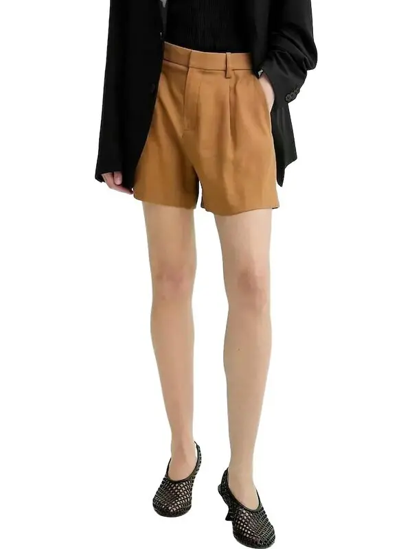 A.L.C. Pleated High-waisted Shorts - Brown