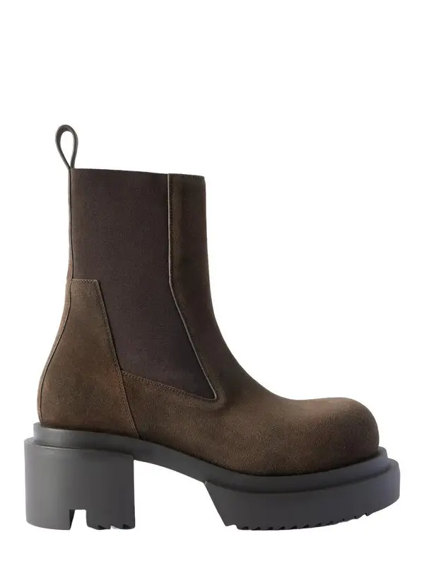 Rick Owens Beatle Bogun Exaggerated-sole Chelsea Boots - Brown