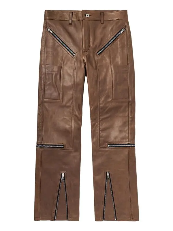 Rick Owens Slim-fit Leather Trousers - Brown