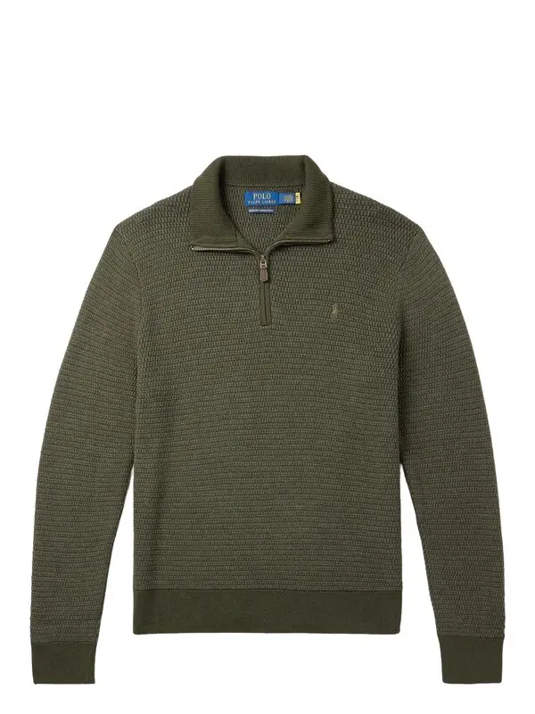 Ralph Lauren Logo-embroidered Merino Wool Half-zip Sweater - Green