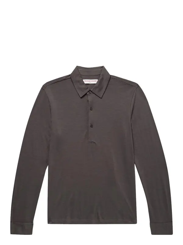 Orlebar Brown Sebastian Slim-fit Merino Wool Polo Shirt - Brown