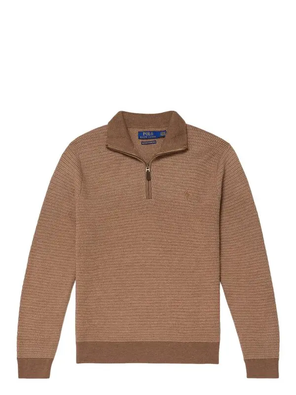 Ralph Lauren Logo-embroidered Merino Wool Half-zip Sweater - Neutrals