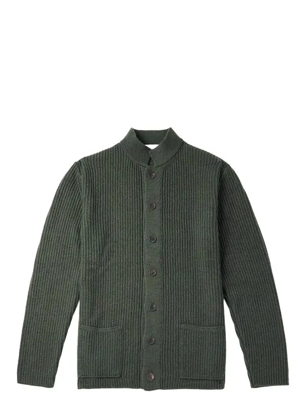 Inis Meáin Wool And Linen-blend Cardigan - Green