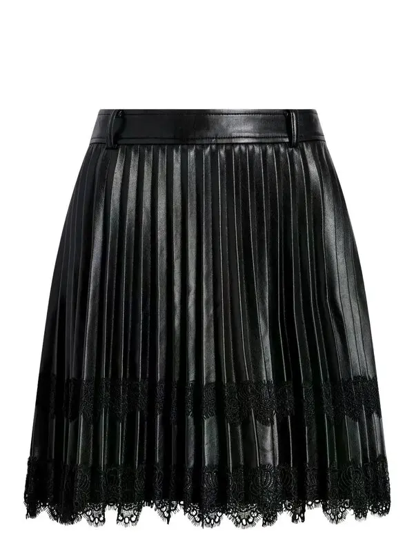 Cinq À Sept Pleated Skirt With Lace Trim - Black