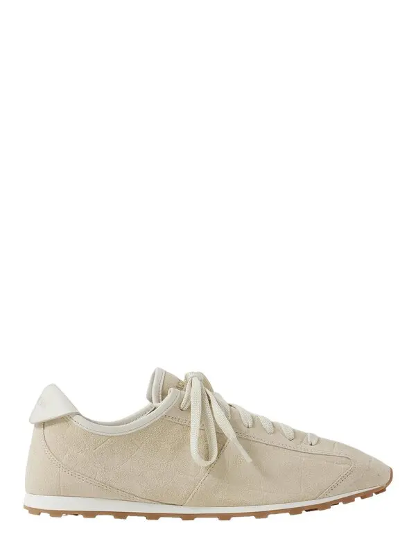 Jacquemus The Tennis Leather-trimmed Croc-effect Suede Sneakers - Neutrals