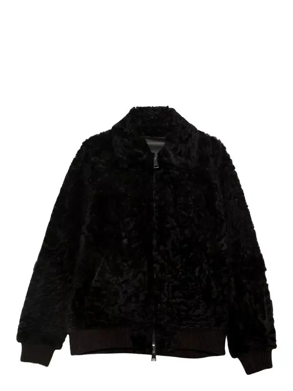 P.a.r.o.s.h Lamb Fur Zip-up Bomber Jacket - Brown