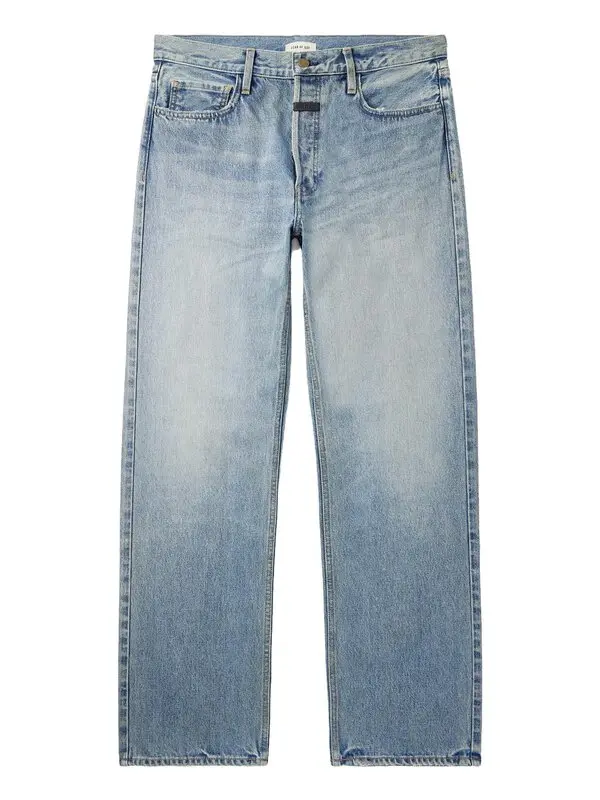 Fear Of God Straight-leg Logo-appliquéd Jeans - Blue