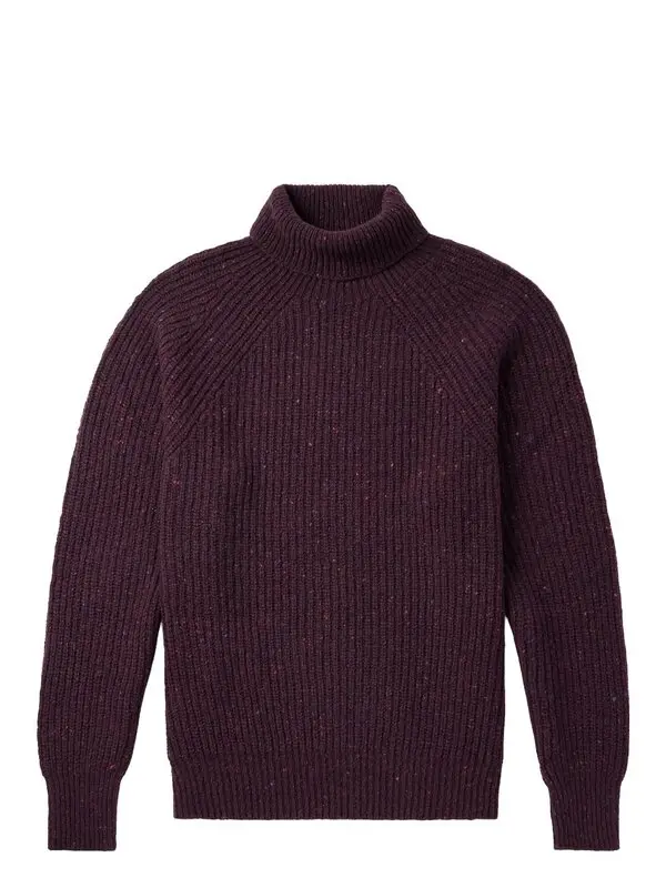 Inis Meáin Boatbuilder Merino Wool And Cashmere-blend Rollneck Sweater - Red