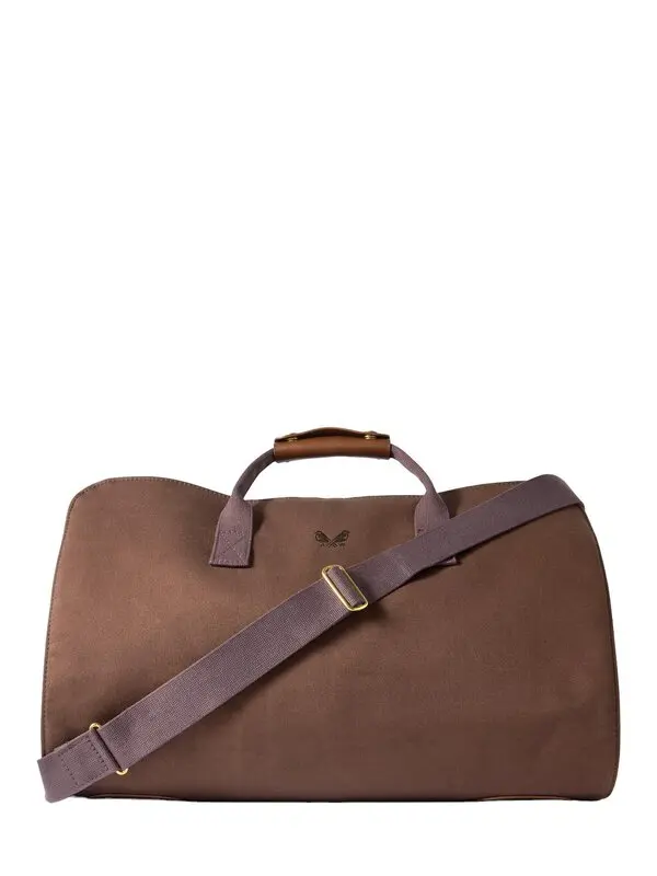 Bennett Winch Logo-embroidered Leather-trimmed Suit Carrier And Holdall - Brown