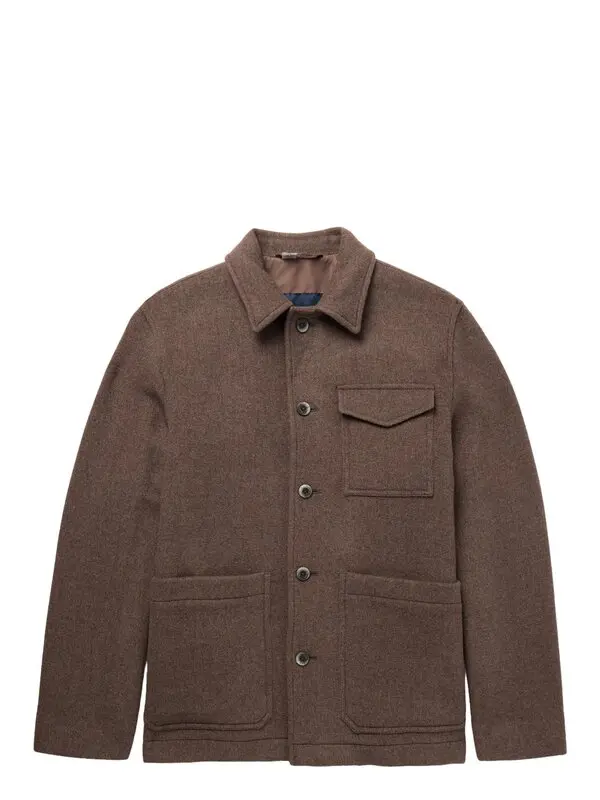 Herno Wool-blend Felt Overshirt - Brown