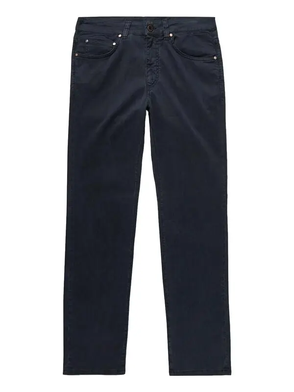 Boglioli Slim-fit Straight-leg Cotton-blend Twill Trousers - Blue